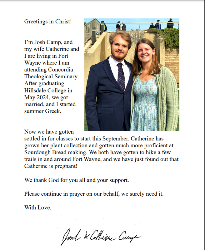 Welcome Seminary Student – St. Paul Lutheran Church, Liberty Center, Ohio